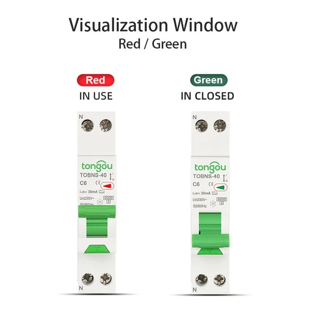 FINGER SAFE TERMINAL Type A Curve B RCBO 6KA 18mm 30mA 1P+N Circuit ...