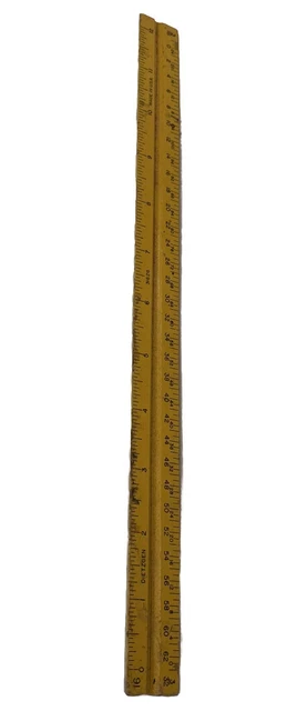 VINTAGE DIETZGEN WOODEN 3-sided Triangular Drafting Ruler Scale U.S ...