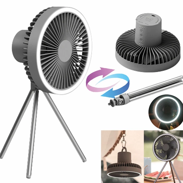 3 SPEED CEILING Camping Fan 27h Rechargeable Power Bank Tent LED ...
