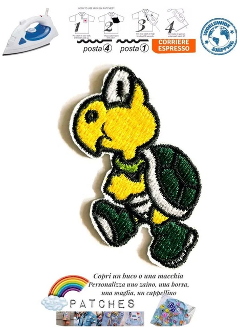 PATCH KOOPA TROOPA super mario bros toppa termoadesiva iron world green ...