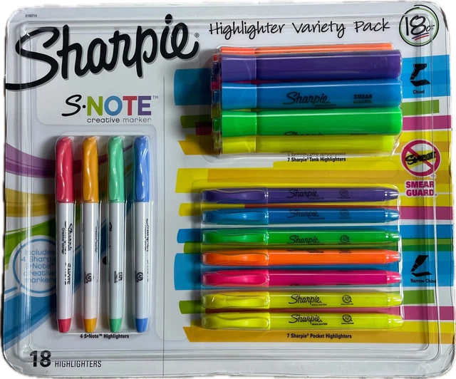 SHARPIE HIGHLIGHTER VARIETY Pack 18 Count Tank Pocket and S-Note ...