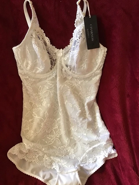 CHARNOS 32D ROSALIND Lace Bodyshaper Bodysuit Girdle Vintage Shapewear ...