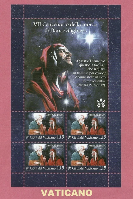 VATICAN 2021 DANTE Alighieri 700 Years After Death SHEET 4 Stamps MNH £ ...