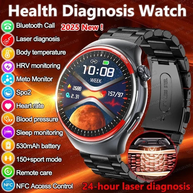UK 2025 NEW Medical Grade Smart Watch Blood Pressure Oxygen Heart Rate ...