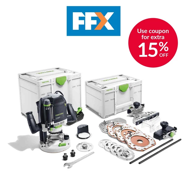 FESTOOL OF2200EB-SET 576221 230v 1/2in Router Set SYS3 M 337 Rabbeting ...