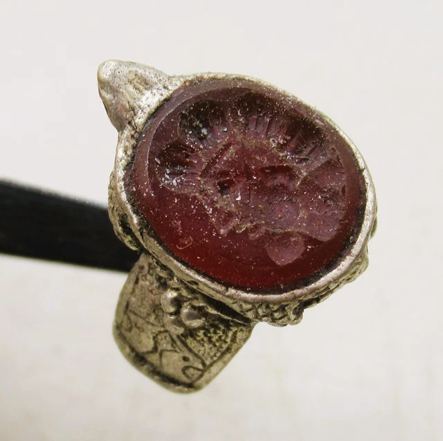 A2 BEAUTIFUL POST Medieval Islamic Ottoman Silver Seal Ring With Stone ...