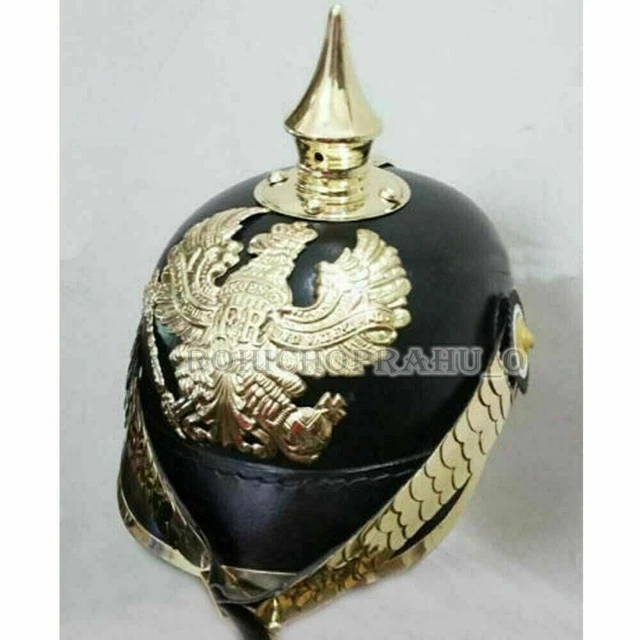 PREUSSISCH DEUTSCHER PICKELHAUBE Helm Kaiserliches Offiziersleder ohne ...