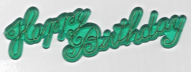 GREEN JEWEL &HAPPY Birthday" Script Lay-on, Cake Topper, Cake ...