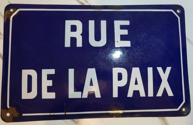 ANCIENNE PLAQUE ÉMAILLÉE RUE DE LA PAIX EUR 41,50 - PicClick FR
