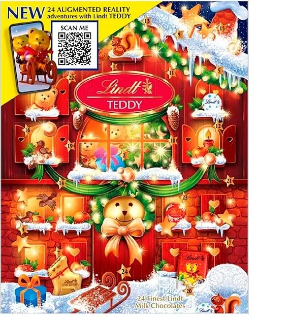 LINDT TEDDY MILK Chocolate AR Advent Calendar 2025 – Large 250g – 24 ...