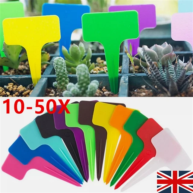 10-50X PLASTIC PLANT Labels Garden Markers T-Type Gardening Name Tags ...