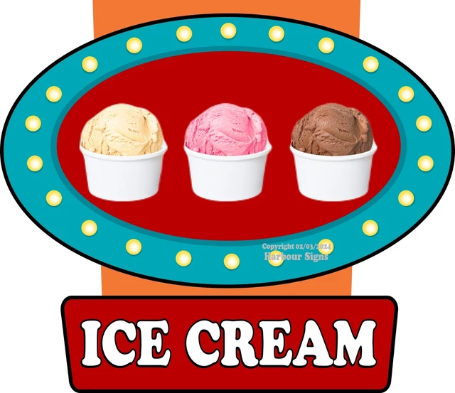 ICE CREAM CUPS DECAL Concession Food Truck Sign Sticker (Choose Your ...