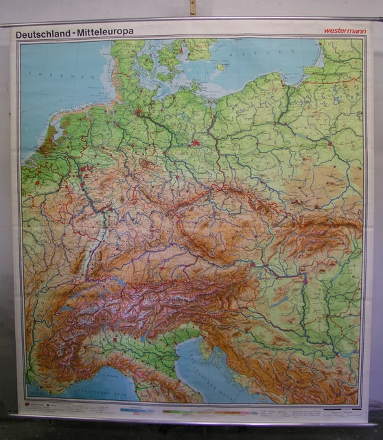 SCHOOL WALL MAP wall map school map Germany Central Europe 205x226 1977 ...