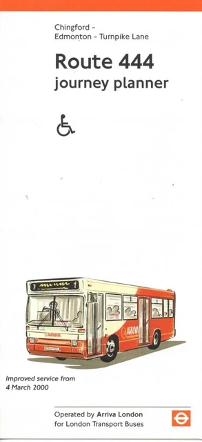 LONDON TRANSPORT BUS Timetable - 444 - Chingford-Turnpike Lane - March ...