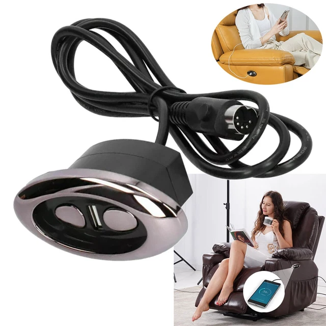 2-BUTTON 5-PIN ELECTRIC Recliner Controllers Hand Switch Control For ...