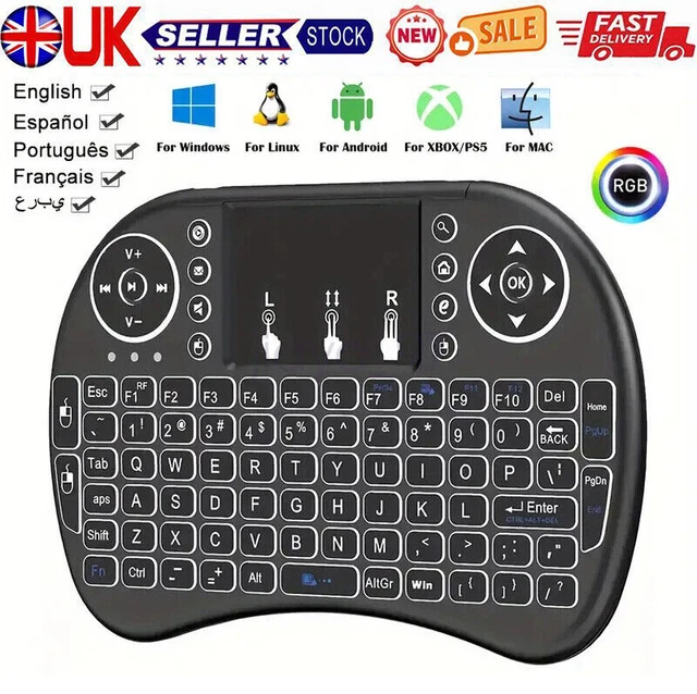 MINI PORTABLE WIRELESS Keyboard Touchpad For Android Smart TV Box PC ...