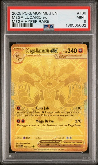2025 POKEMON MEG En-Mega Evolution Mega Hyper Rare #188 Mega Lucario Ex ...