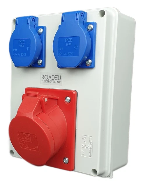 STROMVERTEILER UND STECKDOSE 16A mit 2x Schuko 230V ...