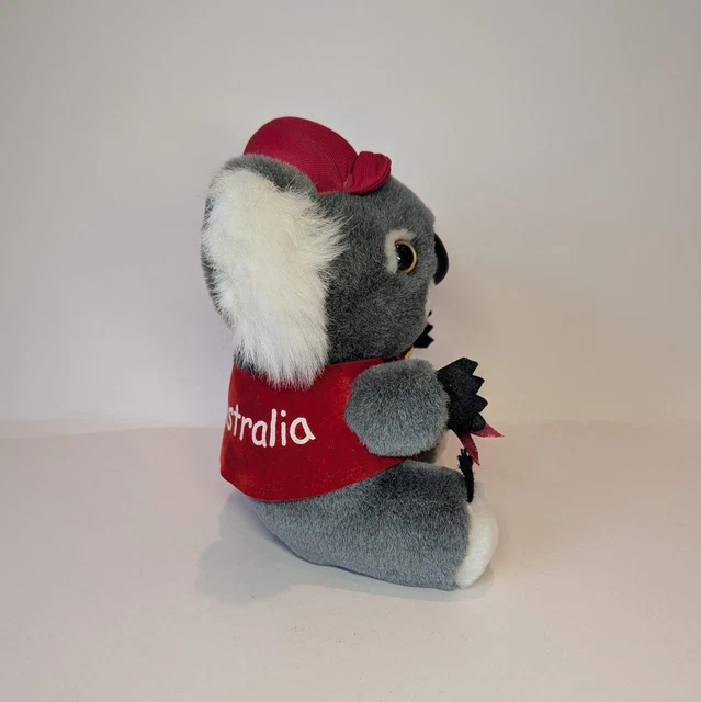 VINTAGE HAND CRAFTED Australian Koala Bear Soft Toy Souvenir 8" Red Hat ...
