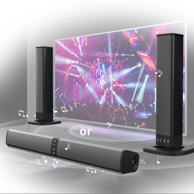 PORTABLE SURROUND SOUND Bar Wireless Subwoofer 2 Speaker System TV Home ...