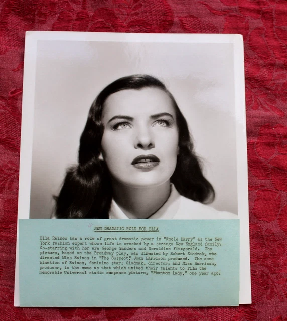ELLA RAINES UNIVERSAL Studios Publicity Portrait 1945 Vintage STILL ...