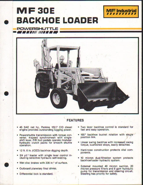 MASSEY FERGUSON &MF 30E" Powershuttle Tractor Backhoe Loader Brochure Leaflet £6.00 - PicClick UK