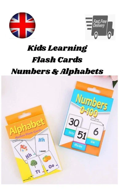 KIDS FLASH CARDS A-Z Alphabet 1-100 Number Learning Playing Game School ...