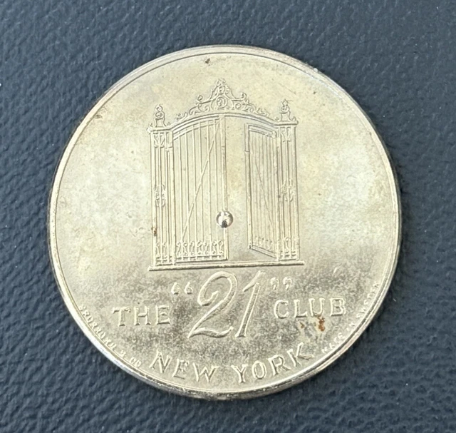 VINTAGE &21& CLUB NEW YORK Spinner Token Coin Speakeasy Polished Silver ...