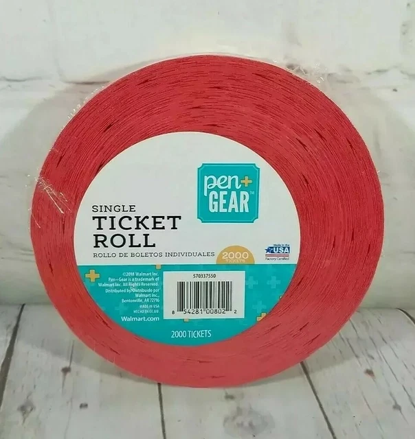 PEN+GEAR SINGLE TICKET Roll, Consecutively Numbered 2000 Count, Red ...