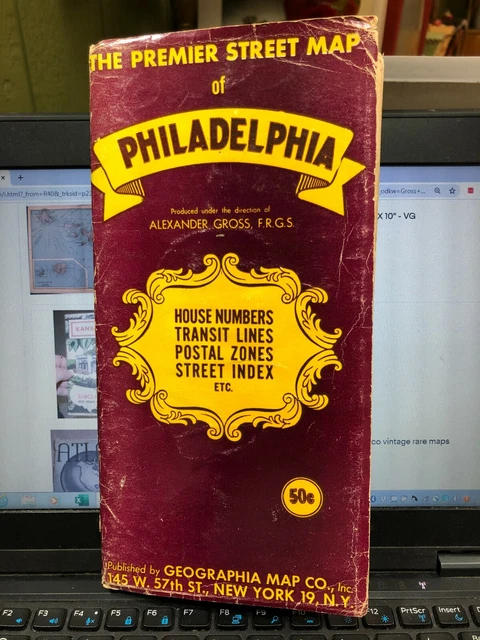 PREMIER STREET MAP of Philadelphia- Geographia Map Co-House Numbers ...