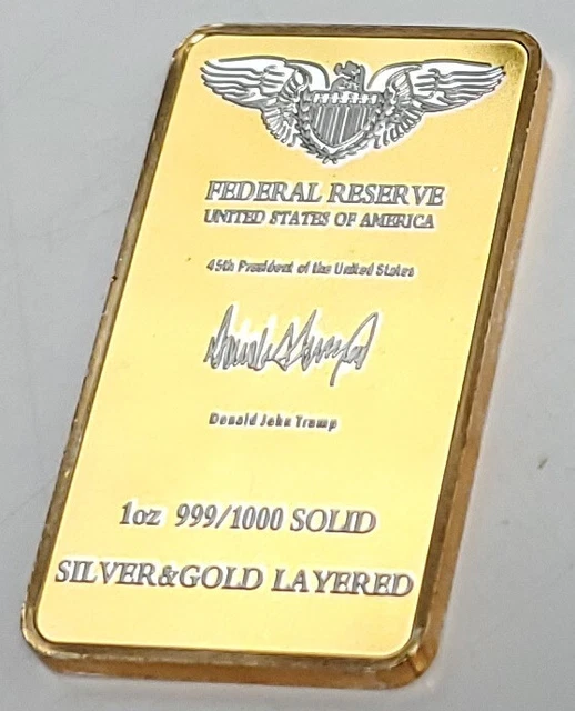 FORT KNOX SILVER & Gold Layered Bar Kentucky Mint Donald Trump ...