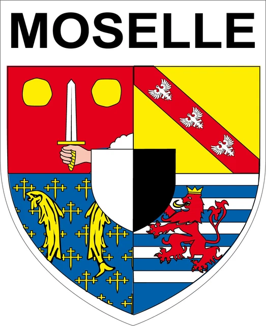 MOSELLE 1X GRAND ECUSSON Autocollant 9x8cm MOSELLE sticker BLASON ...