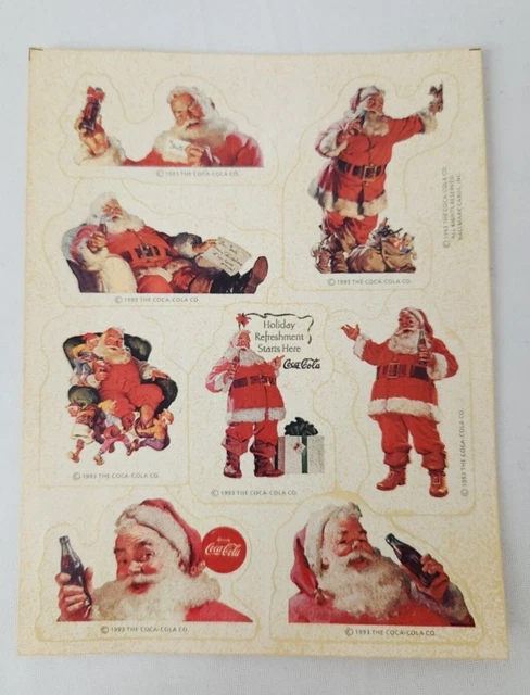COCA-COLA SANTA STICKERS Hallmark Cards, Inc. 1993 Vintage Christmas £7 ...