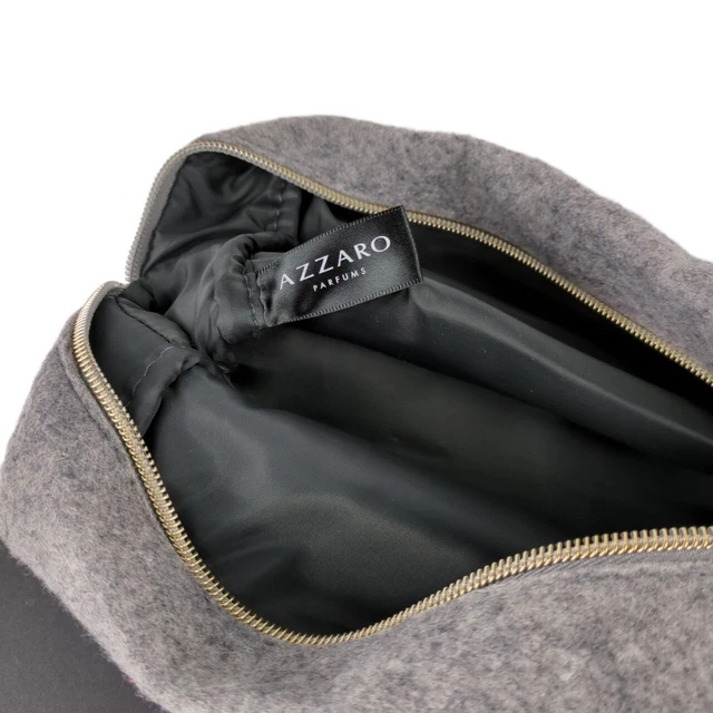 AZZARO PARFUMS GRAY Recycled Felt Toiletry Bag Travel Dopp Kit Zippered ...
