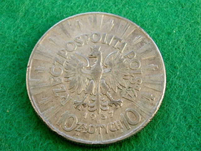 POLAND SILVER 1937 10 Ten Zlotych Jozef Pilsudski Circulated (AU-256) EUR 35,83 - PicClick DE