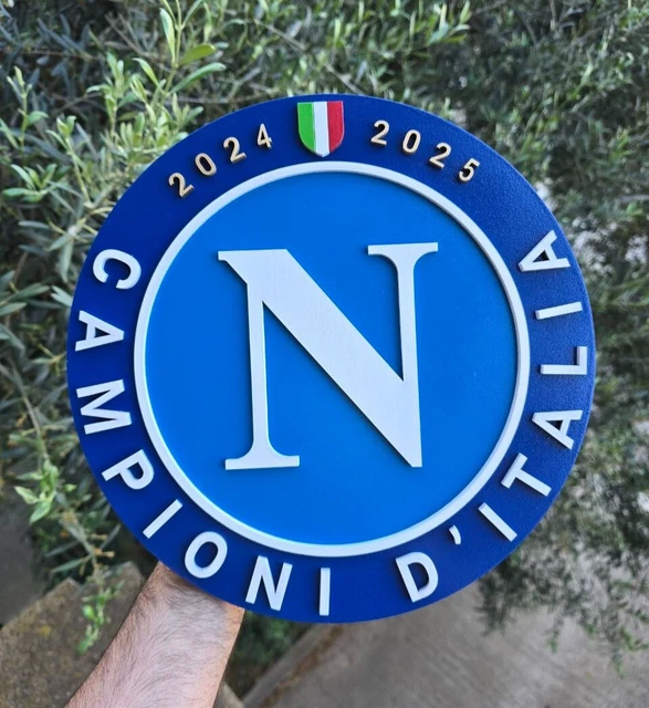 LOGO IN LEGNO Napoli Campione d'Italia 2024/2025, Scudetto, Stemma 3D ...