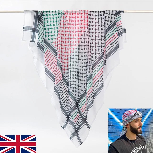 SHEMAGH KEFFIYEH PALESTINE Flag Print Scarf Arab Mens Women Palestinian ...