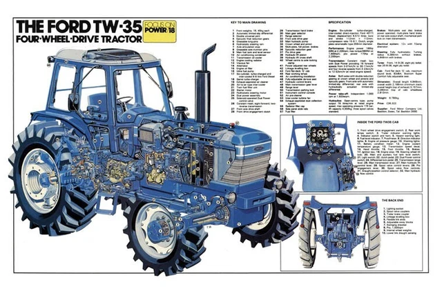 VINTAGE FORD TRACTOR Tw35 Cutaway Sales Brochure/Poster Advert A3 £5.95 ...