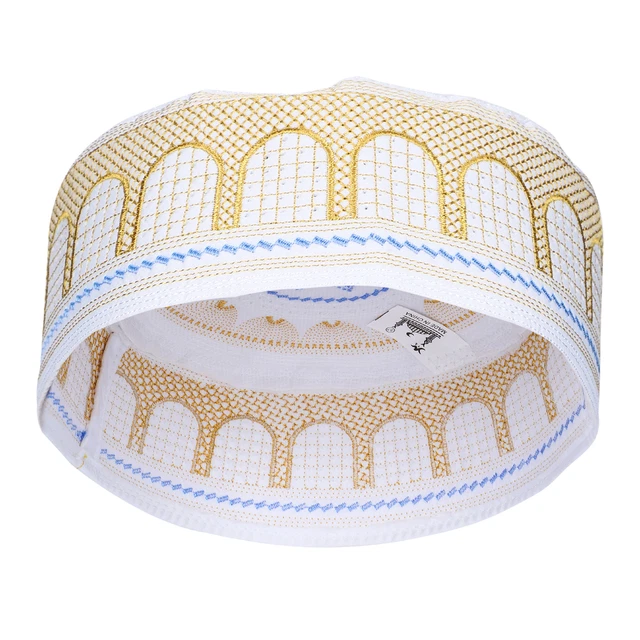MUSLIM HAT ISLAMIC Worship Prayer Embroidery Saudi Arabia Men Headwear ...