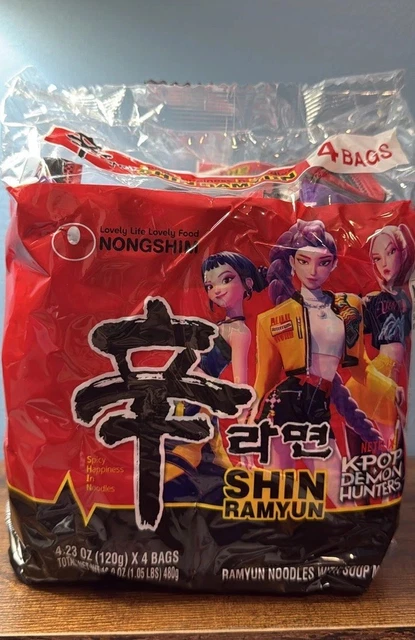 NONGSHIM SHIN RAMYUN K-POP Demon Hunters Spicy Ramen 4 Pack £17.74 ...