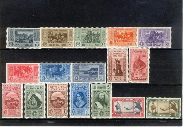 R09) ITALIA REGNO 1932: Cinquant. Morte di G.Garibaldi serie cpl. 17 ...