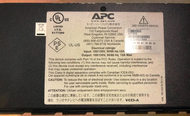APC RACK SWITCHED & Metered PDU Model AP7900 1U, 12A, 100-120V 8 NEMA 5-15R $149.99 - PicClick CA
