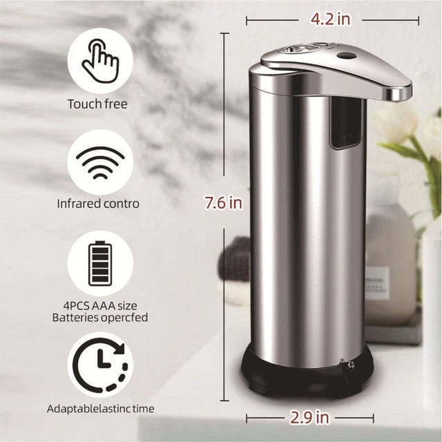 TOUCHLESS SOAP DISPENSER Stainless Steel Dispenser For Public Restrooms ...