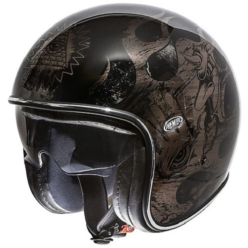 CASQUE HELMET JET en Fibre Vintage Evo Bd Black Chromé Poli PREMIER ...