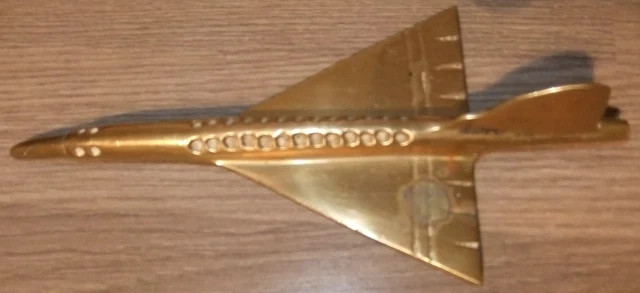 RARE, VINTAGE HAND-MADE Solid Brass Model Aeroplane Based On Concorde ...
