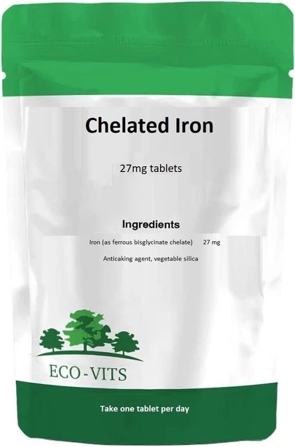ECO-VITS CHELATED IRON 27mg tablets £5.99 - PicClick UK