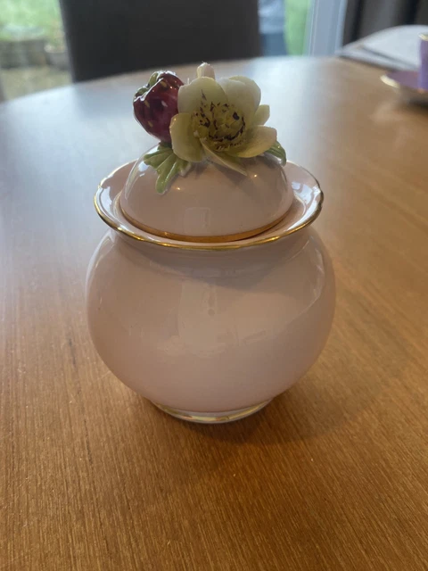 VINTAGE ADDERLEY BONE China JAM POT Floral Fruit Lid England Pink £20. ...