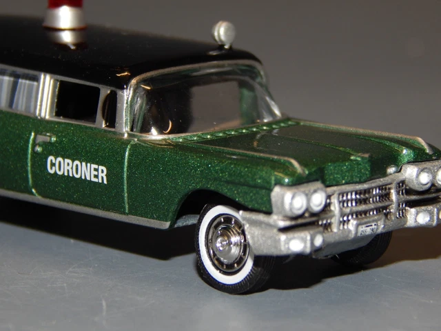 JOHNNY LIGHTNING 1959 Cadillac Coroner's Car Ambulance Hearse RR 1/64 ...