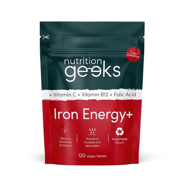 NUTRITION GEEKS IRON Energy Tablets High Strength with Vitamin C B12 £ ...