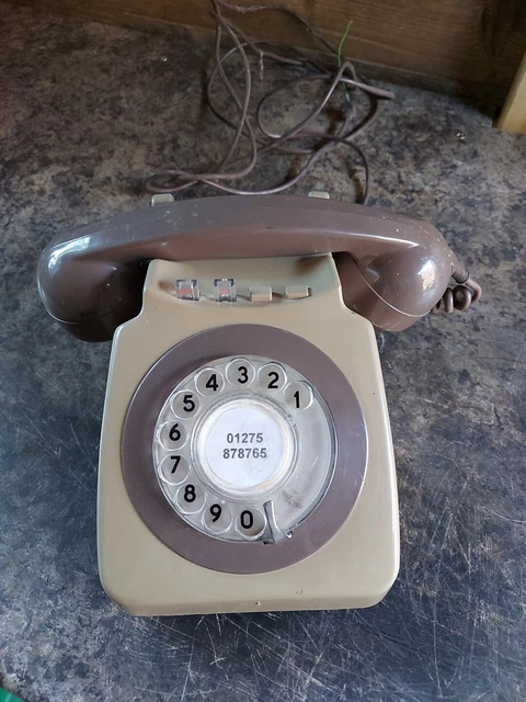 VINTAGE BROWN BEIGE Landline Rotary Dial Telephone £6.51 - PicClick UK